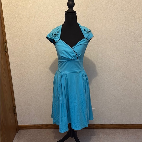 Pinup Couture | Dresses | Pinup Couture Skull Treasure Map Blue Dress ...